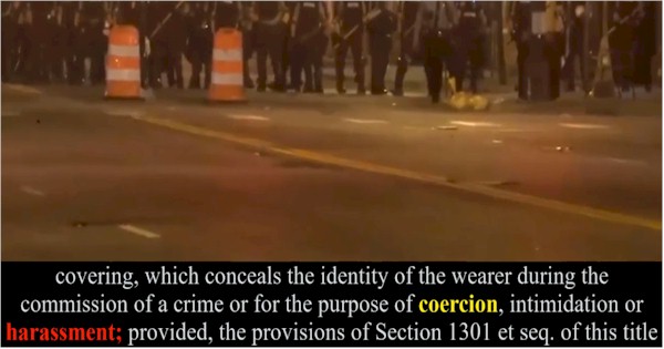 Oklahoma State Law Regarding Masks Coercion, Intimidation and Harassment